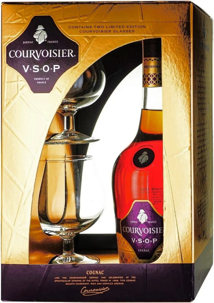 Коньяк Courvoisier VSOP 0,7 с двумя бокалами - купить Коньяк ...